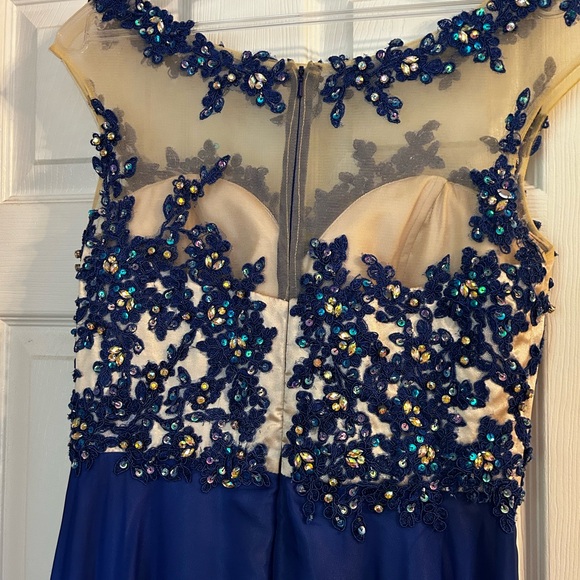 Dresses | Elegant Navy Blue Embellished Prom Dress | Poshmark